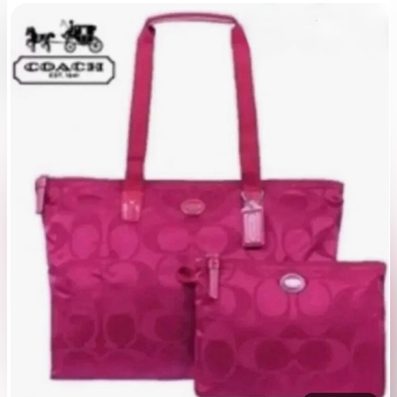 Coach | Bags | Coach Signature Getaway Package Nylon Weekender Bag With ...